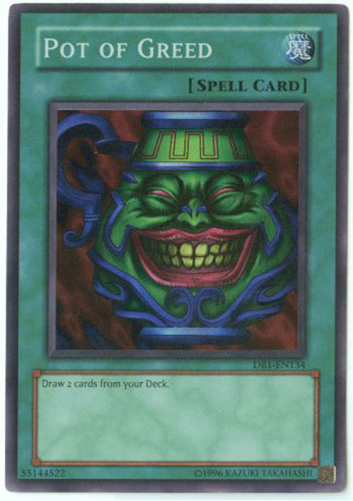 Yu-Gi-Oh Card - DB1-EN134 - POT OF GREED (super rare holo): BBToyStore ...