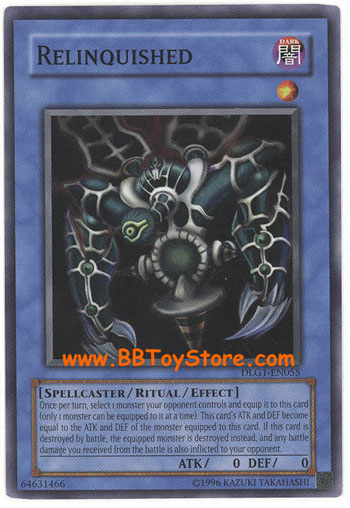 Yu-Gi-Oh Card - DLG1-EN055 - RELINQUISHED (super rare holo): BBToyStore ...