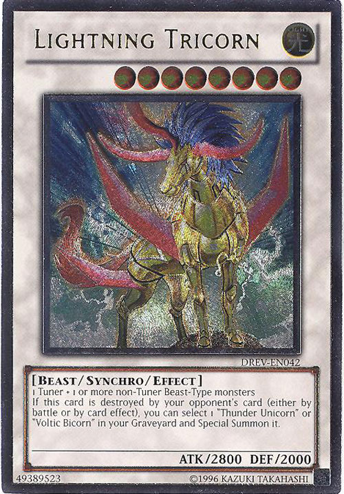 Yu-Gi-Oh Card - DREV-EN042 - LIGHTNING TRICORN (ultimate rare holo ...