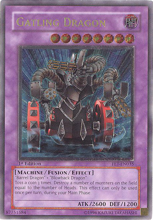 Yu-Gi-Oh Card - FET-EN035 - GATLING DRAGON (ultimate rare holo ...