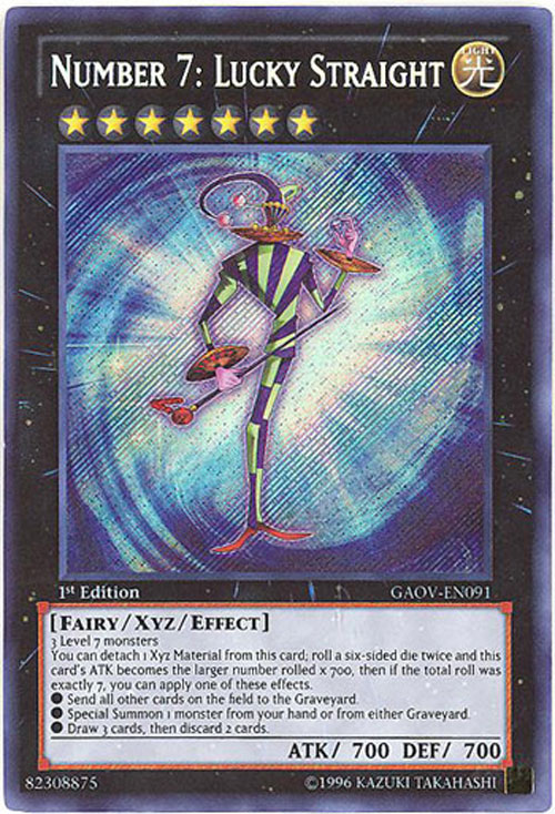 Yu-Gi-Oh Card - GAOV-EN091 - NUMBER 7: LUCKY STRAIGHT (secret rare holo): BBToyStore.com - Toys ...