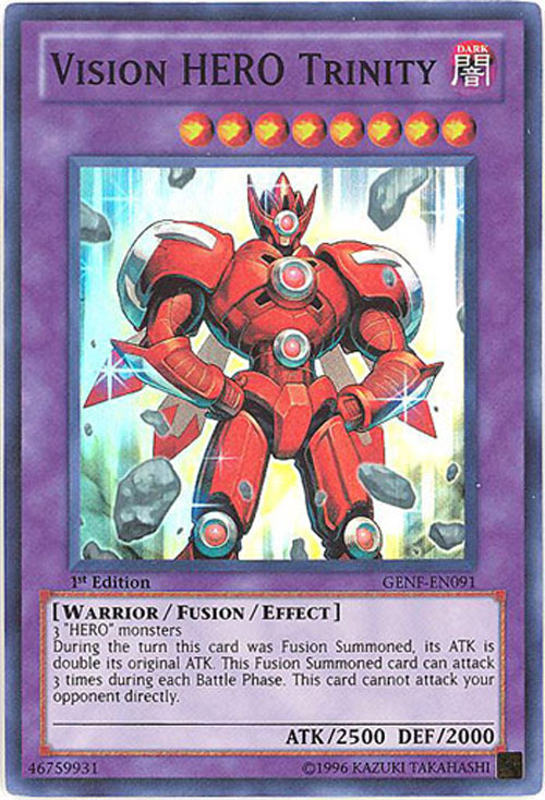 Yu-Gi-Oh Card - GENF-EN091 - VISION HERO TRINITY (super rare holo ...