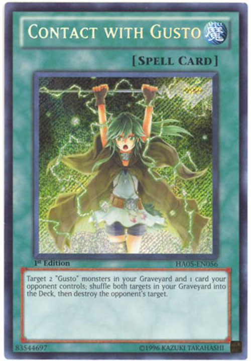 Yu-Gi-Oh Card - HA05-EN056 - CONTACT WITH GUSTO (secret rare holo ...
