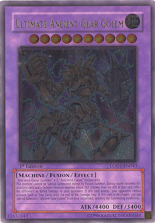 Yu-Gi-Oh Card - LODT-EN043 - ULTIMATE ANCIENT GEAR GOLEM (ultimate rare holo): BBToyStore.com ...