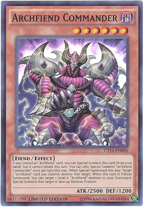 Yu-Gi-Oh Card - CT11-EN006 - ARCHFIEND COMMANDER (super rare holo ...
