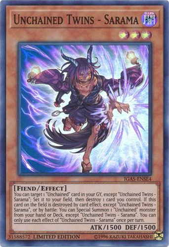 Yu-Gi-Oh Card - IGAS-ENSE4 - UNCHAINED TWINS - SARAMA (super rare holo ...