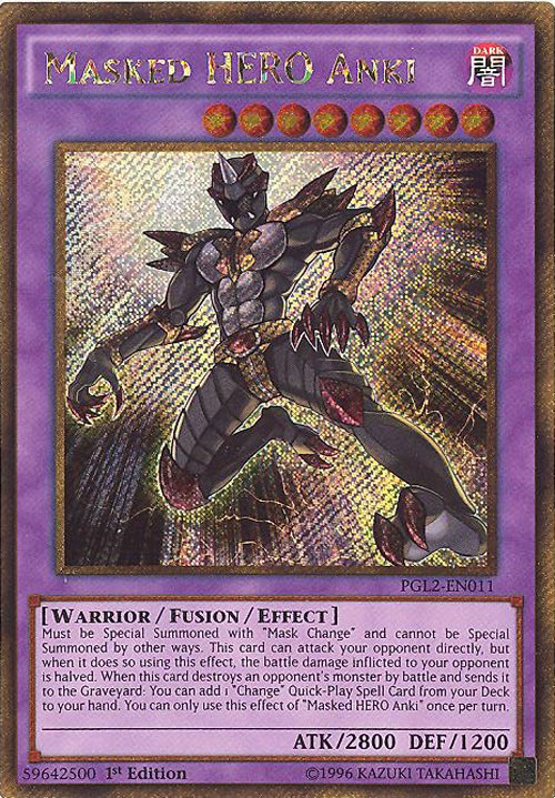 Yu-Gi-Oh Card - PGL2-EN011 - MASKED HERO ANKI (gold secret rare holo ...
