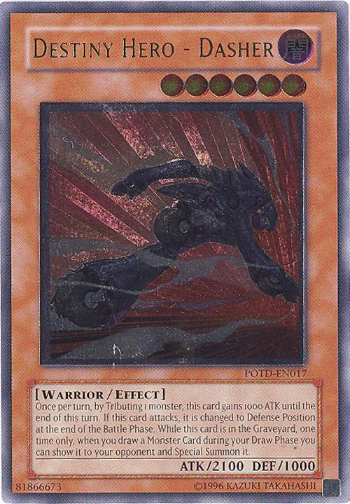 Yu-Gi-Oh Card - POTD-EN017 - DESTINY HERO - DASHER (ultimate rare holo ...