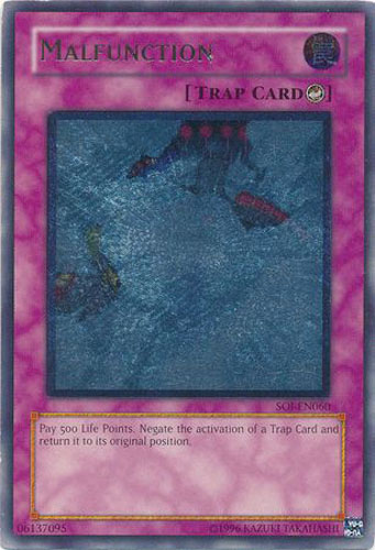 Yu-Gi-Oh Card - SOI-EN060 - MALFUNCTION (ultimate rare holo ...