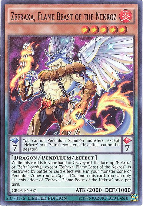 Yu-Gi-Oh Card - CROS-ENAE1 - ZEFRAXA, FLAME BEAST OF THE NEKROZ (super rare holo): BBToyStore ...