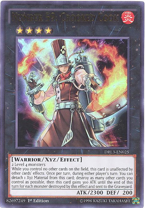 Yu-Gi-Oh Card - DRL3-EN025 - NUMBER 59: CROOKED COOK (ultra rare holo ...