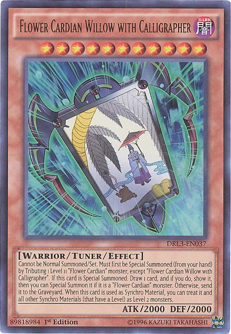 Yu-Gi-Oh Card - DRL3-EN037 - FLOWER CARDIAN WILLOW WITH CALLIGRAPHER ...