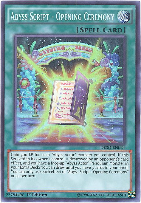 Yu-Gi-Oh Card - DESO-EN024 - ABYSS SCRIPT - OPENING CEREMONY (super ...