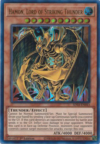 Yu-Gi-Oh Card - SDSA-EN043 - HAMON, LORD OF STRIKING THUNDER (ultra ...