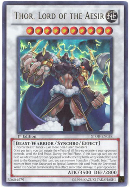 Yu-Gi-Oh Card - STOR-EN038 - THOR, LORD OF THE AESIR (ultra rare holo ...