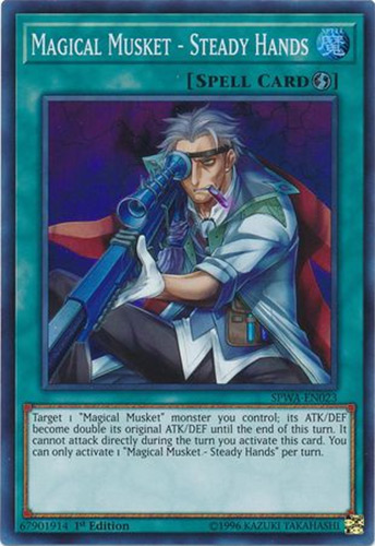 Yu-Gi-Oh Card - SPWA-EN023 - MAGICAL MUSKET - STEADY HANDS (super rare holo): BBToyStore.com ...