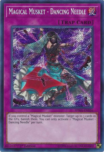 Yu-Gi-Oh Card - SPWA-EN026 - MAGICAL MUSKET - DANCING NEEDLE (secret rare holo): BBToyStore.com ...
