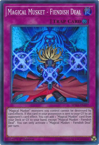 Yu-Gi-Oh Card - SPWA-EN027 - MAGICAL MUSKET - FIENDISH DEAL (super rare holo): BBToyStore.com ...