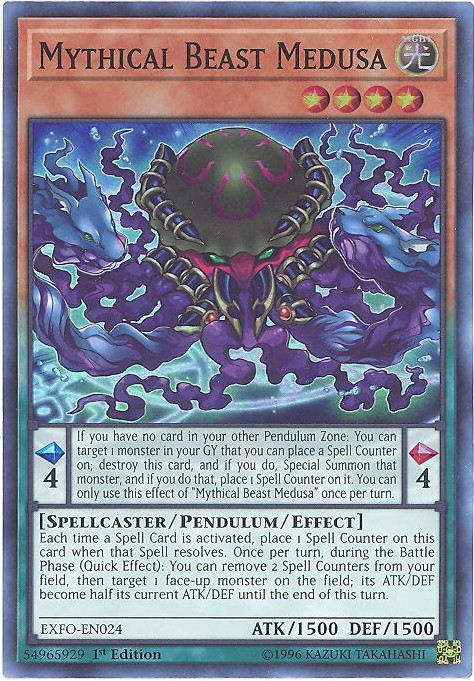 Yu-Gi-Oh Card - EXFO-EN024 - MYTHICAL BEAST MEDUSA (super rare holo ...