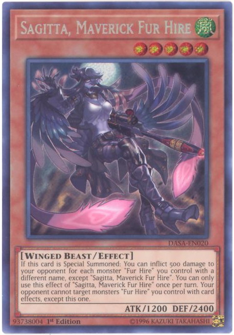 Yu-Gi-Oh Card - DASA-EN020 - SAGITTA, MAVERICK FUR HIRE (secret rare ...