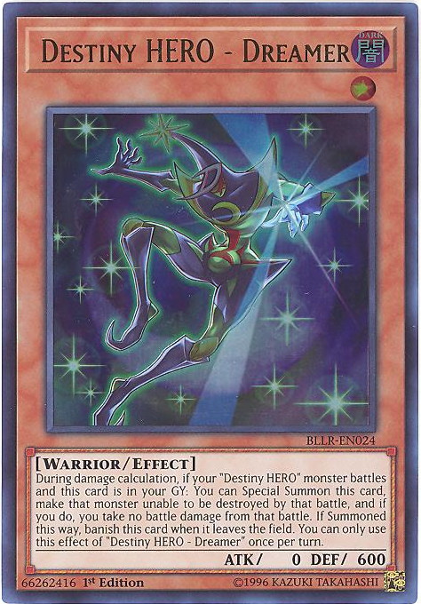 Yu-Gi-Oh Card - BLLR-EN024 - DESTINY HERO - DREAMER (ultra rare holo ...