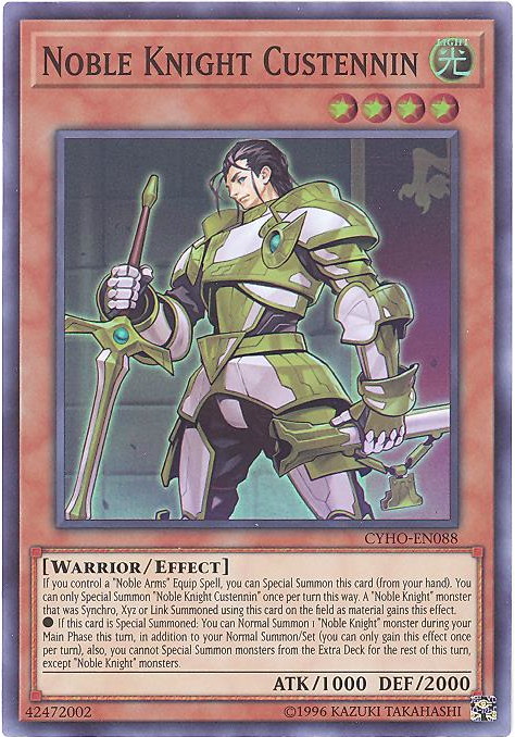 Yu-Gi-Oh Card - CYHO-EN088 - NOBLE KNIGHT CUSTENNIN (super rare holo ...