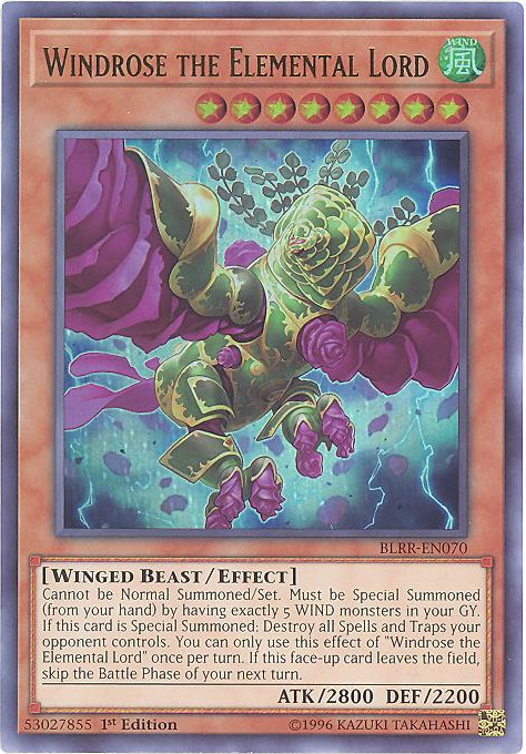 Yu-Gi-Oh Card - BLRR-EN070 - WINDROSE THE ELEMENTAL LORD (ultra rare ...