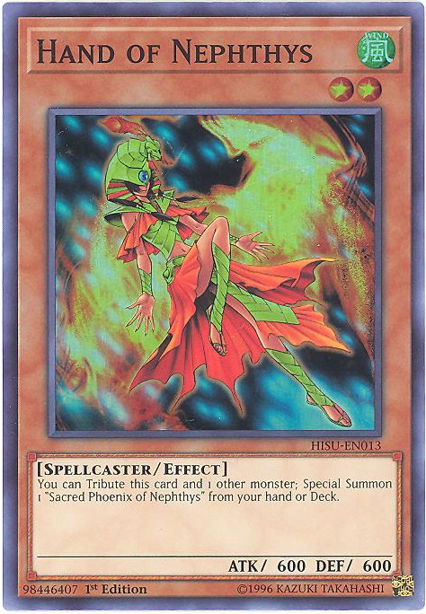 Yu-Gi-Oh Card - HISU-EN013 - HAND OF NEPHTHYS (super rare holo ...