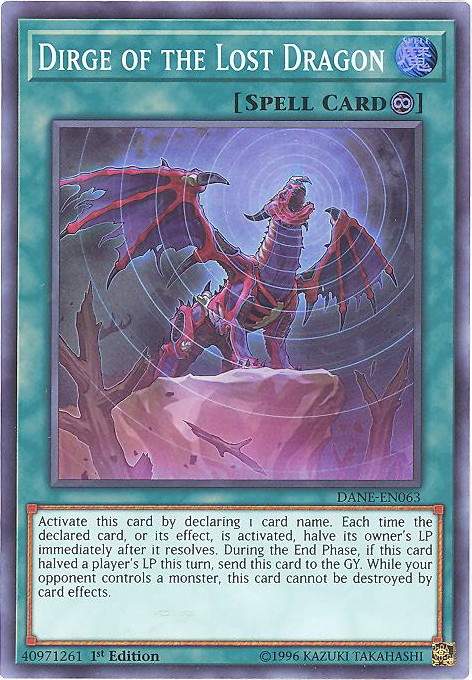 Yu-Gi-Oh Card - DANE-EN063 - DIRGE OF THE LOST DRAGON (super rare holo ...
