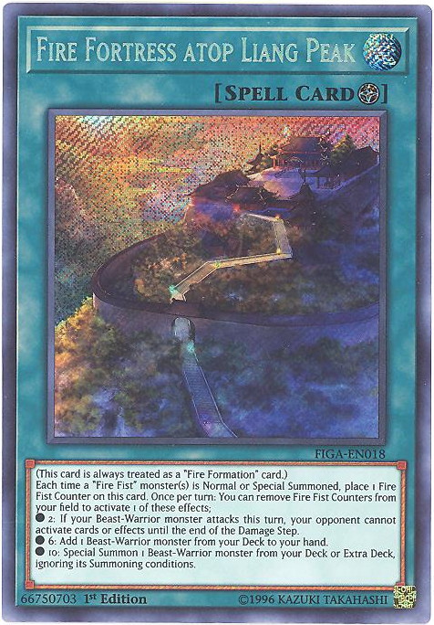 Yu-Gi-Oh Card - FIGA-EN018 - FIRE FORTRESS ATOP LIANG PEAK (secret rare ...