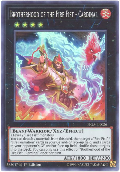Yu-Gi-Oh Card - FIGA-EN026 - BROTHERHOOD OF THE FIRE FIST - CARDINAL (super rare holo ...