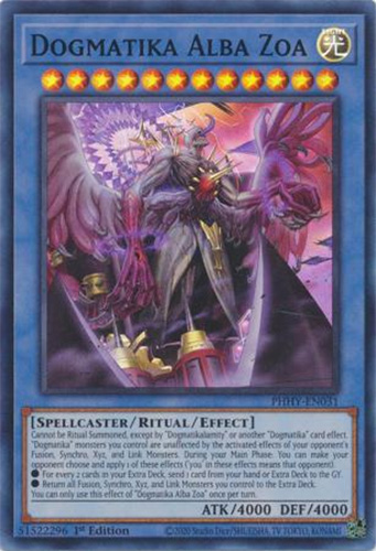 Yu-Gi-Oh Card - PHHY-EN031 - DOGMATIKA ALBA ZOA (super rare holo ...