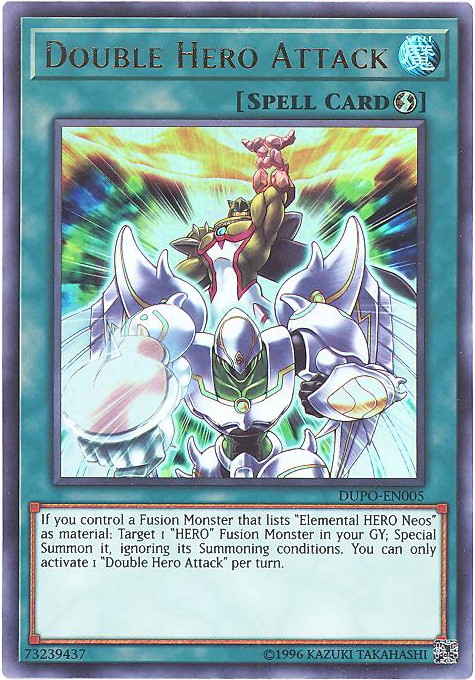 Yu-Gi-Oh Card - DUPO-EN005 - DOUBLE HERO ATTACK (ultra rare holo ...