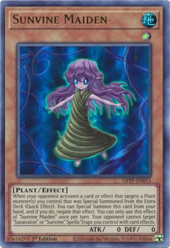 Yu-Gi-Oh Card - GFTP-EN015 - SUNVINE MAIDEN (ultra rare holo ...