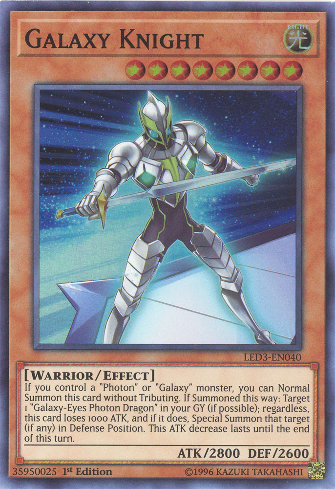 Yu-Gi-Oh Card - LED3-EN040 - GALAXY KNIGHT (super rare holo ...