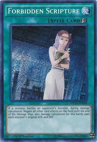 Yu-Gi-Oh Card - MP15-EN038 - FORBIDDEN SCRIPTURE (ultra rare holo ...
