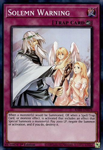 Yu-Gi-Oh Card - RA02-EN078 - SOLEMN WARNING (super rare holo ...