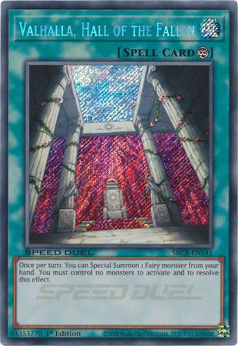 Yu-Gi-Oh Card - SBCB-EN141 - VALHALLA, HALL OF THE FALLEN (secret rare ...
