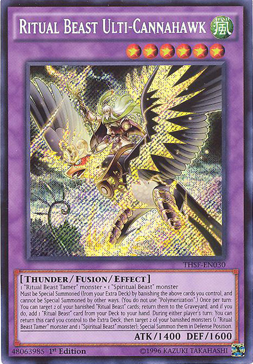 Yu-Gi-Oh Card - THSF-EN030 - RITUAL BEAST ULTI-CANNAHAWK (secret rare holo): BBToyStore.com ...